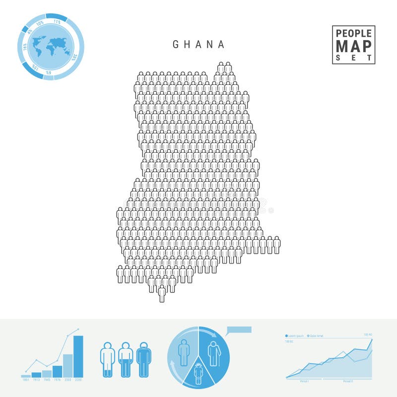 Ghana People Icon Map. Stylized Vector Silhouette of Ghana. Population ...