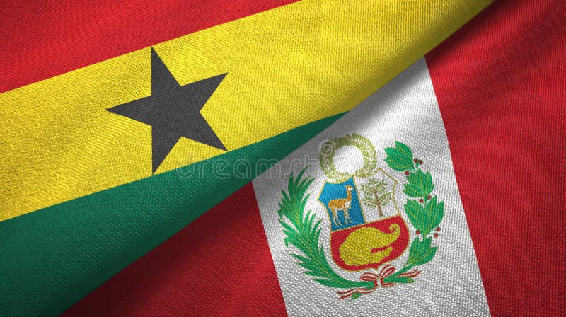 Ghana and Peru Two Flags Textile Cloth, Fabric Texture Stock ...