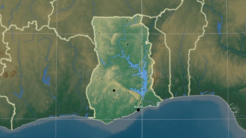 Ghana - Relief. Composition, Borders Stock Illustration - Illustration ...