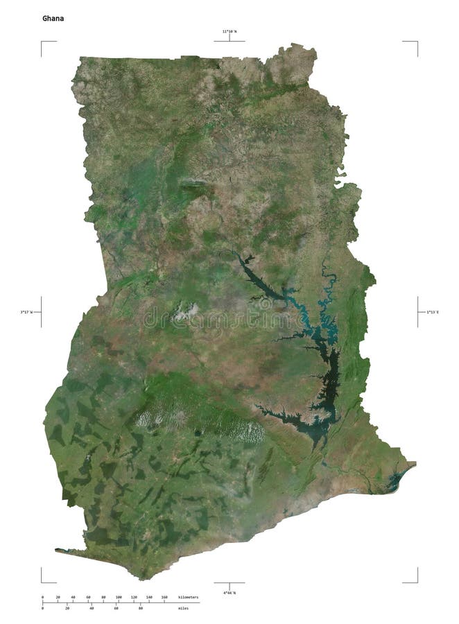 Ghana Shape on White. High-res Satellite Stock Illustration ...