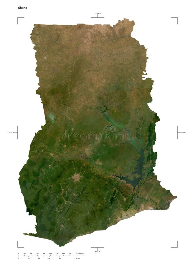Ghana Shape on White. Low-res Satellite Stock Illustration ...