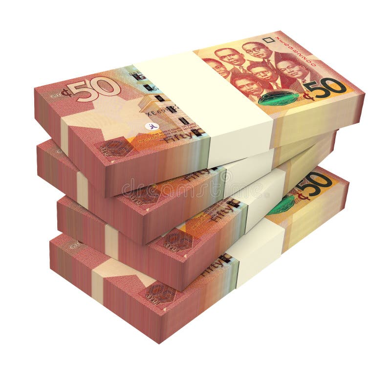 Ghanaian Cedi Bills on White Background Stock Illustration ...