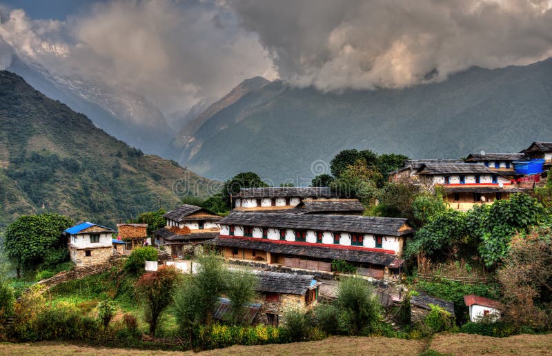 Ghandruk village in Nepal stock image. Image of gurung - 37556061