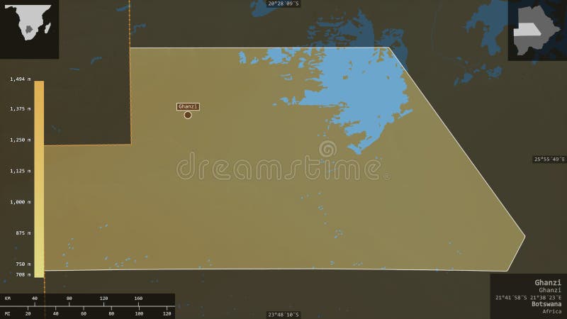 Ghanzi, Botswana. Physical. Labelled Points of Cities Stock ...