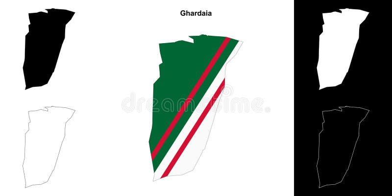 Ghardaia outline map stock vector. Illustration of cartography - 342074447