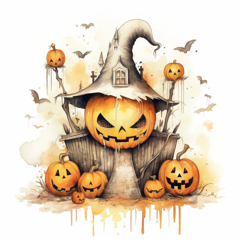 Ghastly Halloween Ghost with a Skeleton Stock Illustration ...