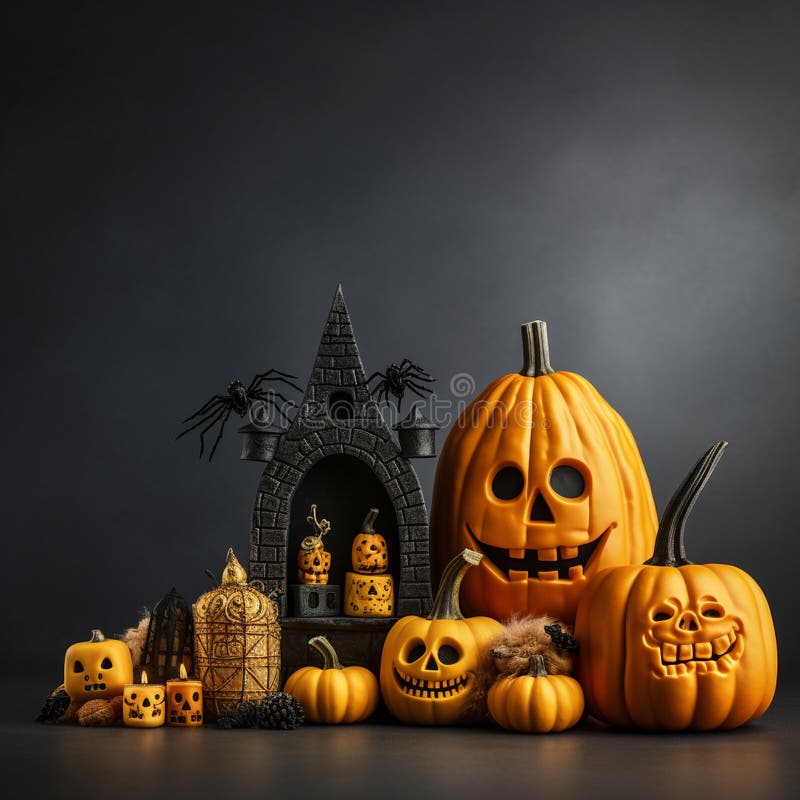 Ghastly Halloween Ghost with a Skeleton Stock Illustration ...