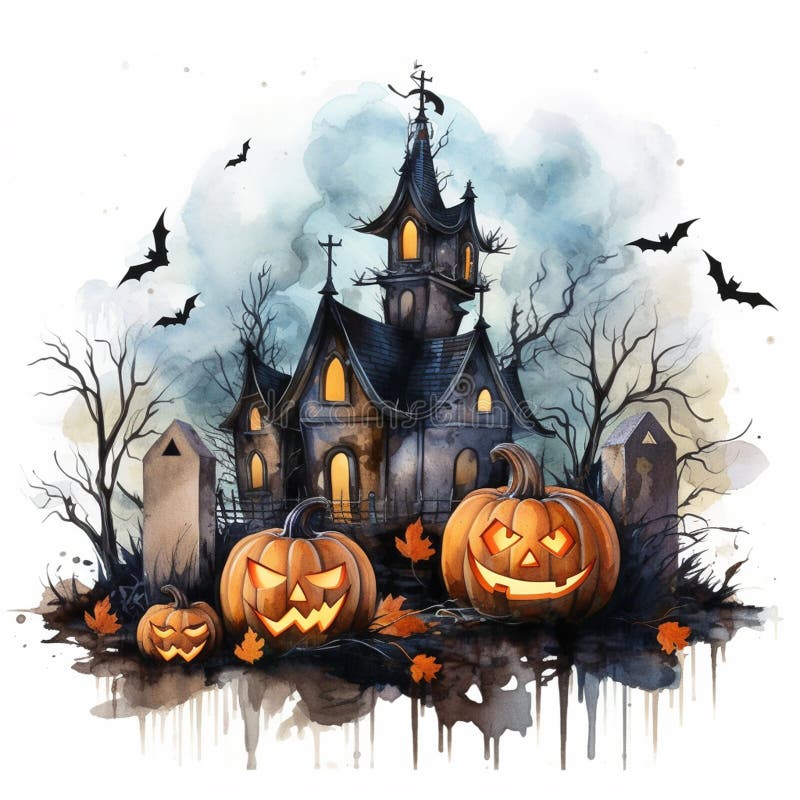 Ghastly Halloween Ghost with a Skeleton Stock Illustration ...