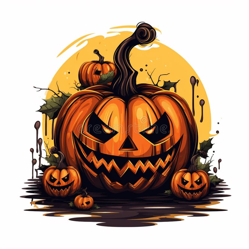 Ghastly Halloween Ghost with a Skeleton Stock Illustration ...