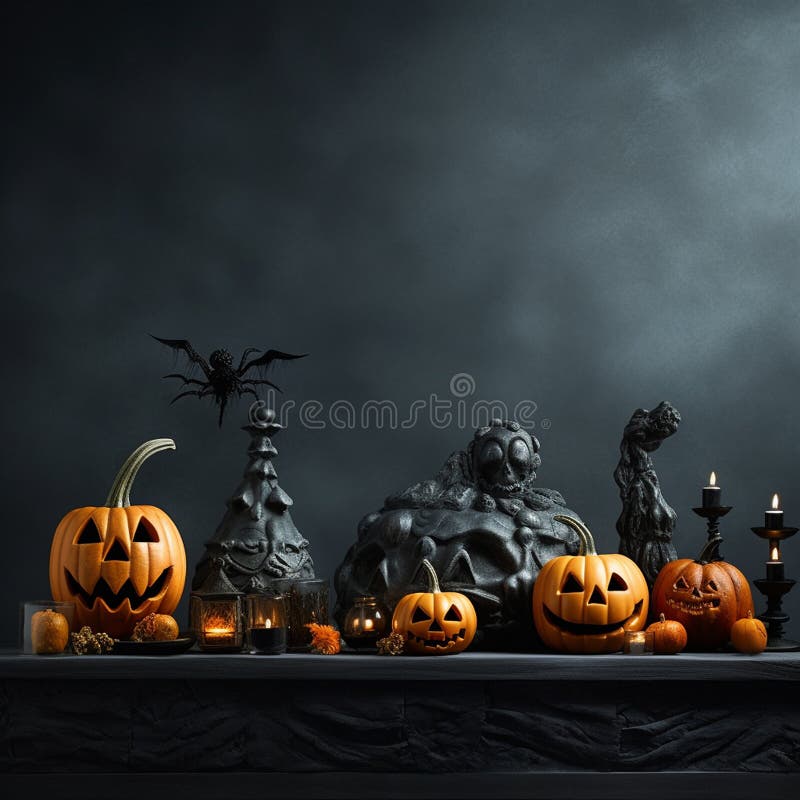 Ghastly Halloween Ghost with a Skeleton Stock Illustration ...