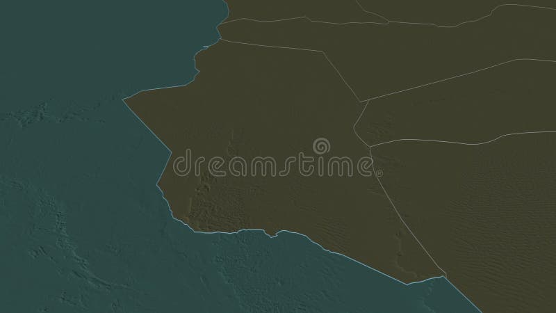 Ghat Extruded. Libya. Stereographic Administrative Map Stock Footage ...