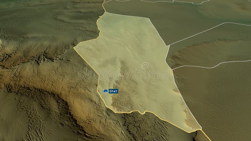 Ghat, Libya - Highlighted with Capital. Physical Stock Illustration ...