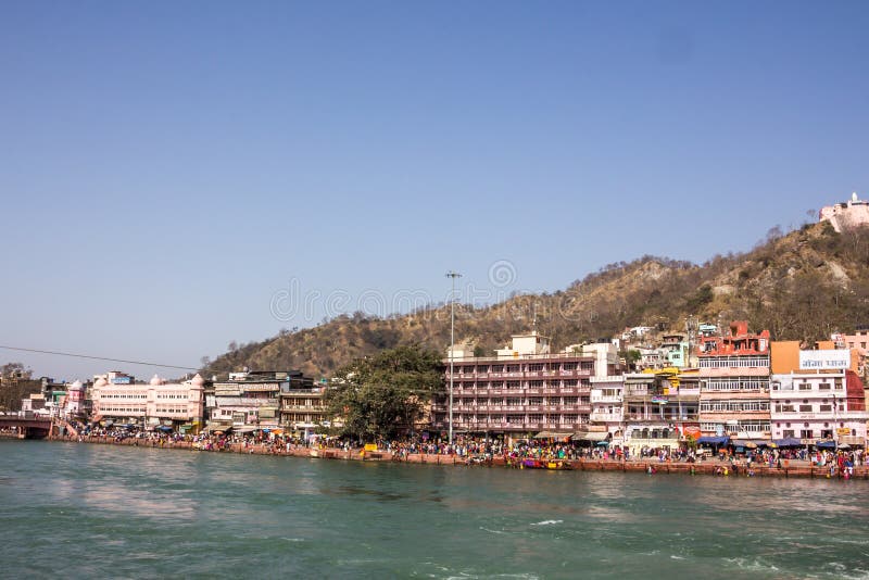 Ghats Temples and Hotels at Haridwar Editorial Stock Image - Image of ...