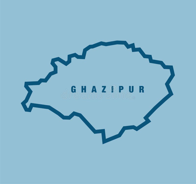 Ghazipur District Vector Map with Bold Black Outline of Uttar Pradesh ...