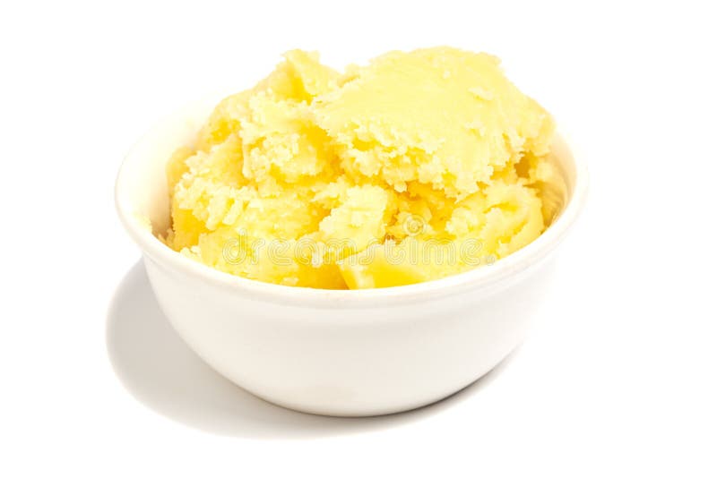 Ghee in Bowl Isolated on White Background Stock Photo - Image of dairy ...