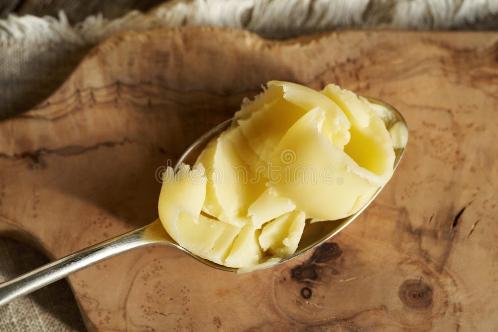 Ghee or Clarified Butter on a Spoon Stock Photo - Image of closeup ...
