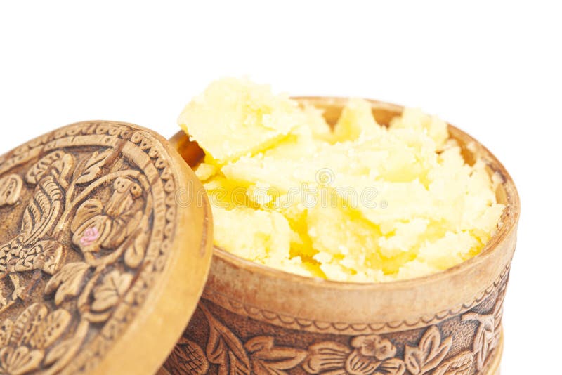 Ghee in Bowl Isolated on White Background Stock Photo - Image of asli ...