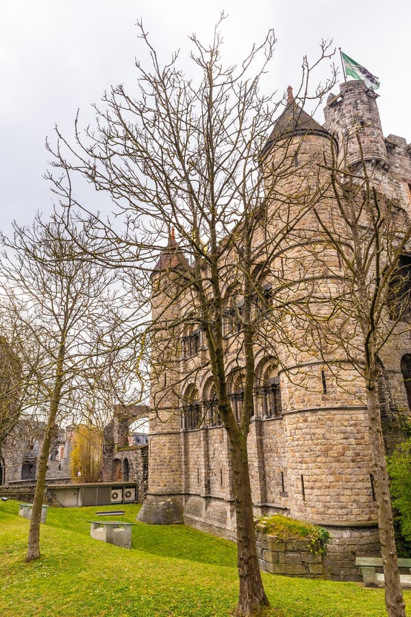 Ghent, Belgium - APRIL 6, 2019: Gravensteen. Medieval Castle at Ghent ...