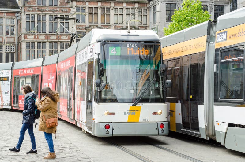 Tram on the Streets of Ghent, Belgium Editorial Stock Image - Image of ...