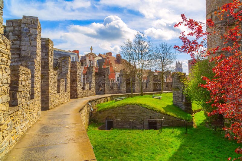Gravensteen Castle Inside View in Ghent, Belgium Stock Photo - Image of ...