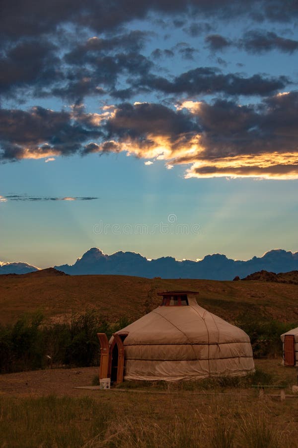 Gher tent at sunset stock image. Image of sparkling, mongolia - 78834563