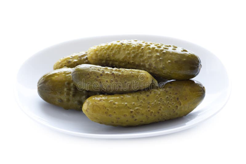 Gherkin or Gerkins in a Dish Isolated Stock Image - Image of gherkin ...