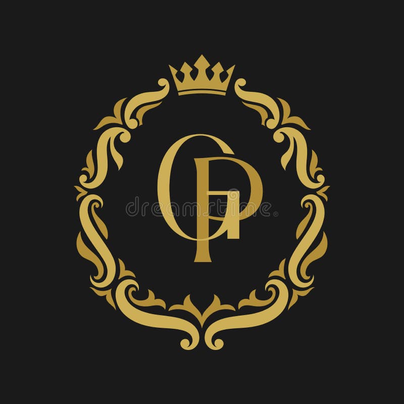 GP Letter Gold Floral Vintage Logo Template. Stock Vector ...
