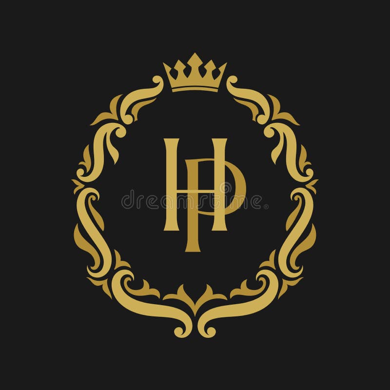HP Letter Gold Floral Vintage Logo Template. Stock Vector ...