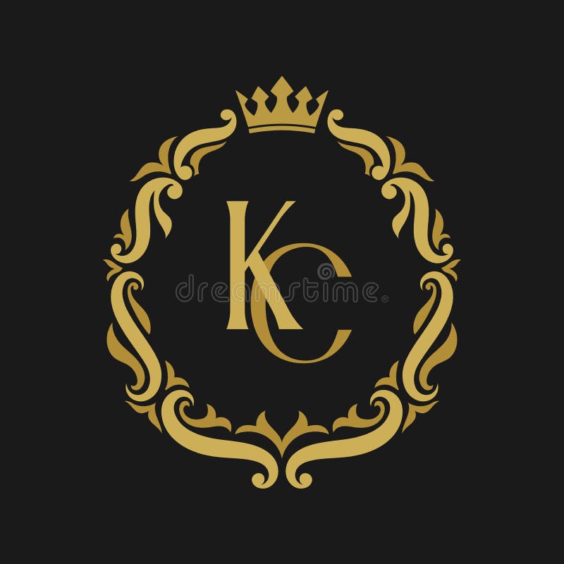 KC Letter Gold Floral Vintage Logo Template. Stock Vector ...