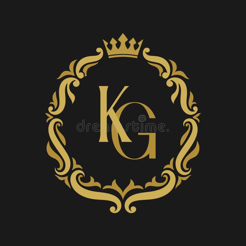 KG Letter Gold Floral Vintage Logo Template. Stock Vector ...