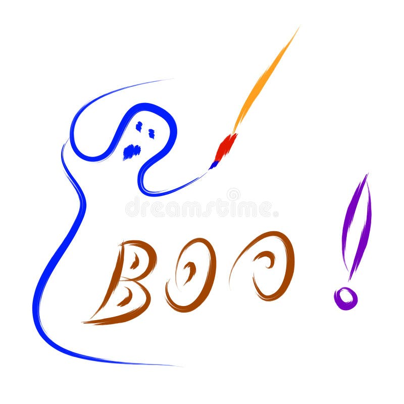 Boo Icon with White Ghost Wearing Blue Surgical Mask and Orange Letters ...