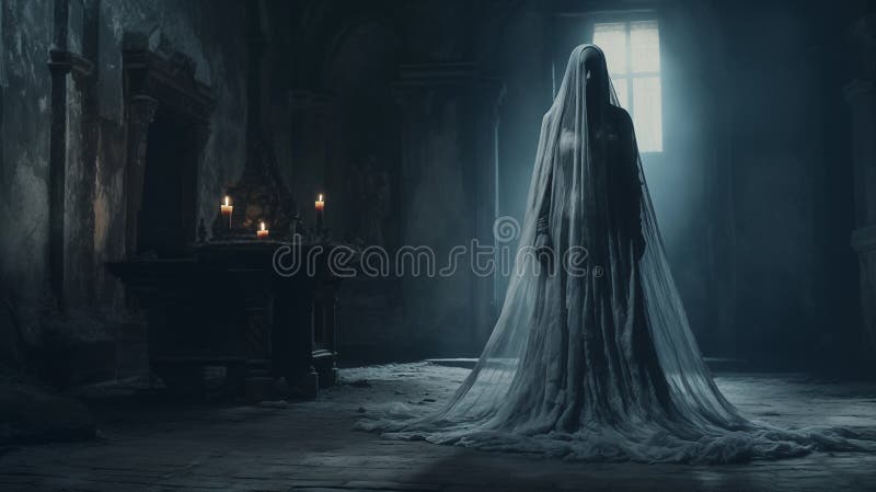 Ghost in Abandoned Castle Hall Stock Photo - Image of architecture ...