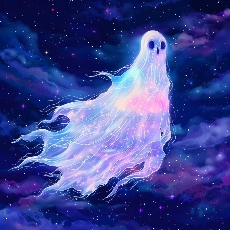 A Ghost Against a Starry Night Sky, Halloween Stock Image - Image of ...