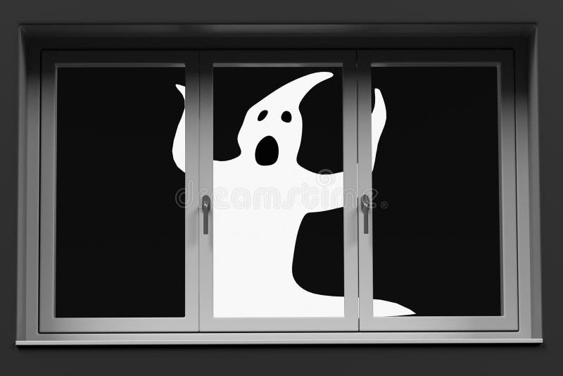 Ghost behind window stock illustration. Illustration of cartoon - 82662900