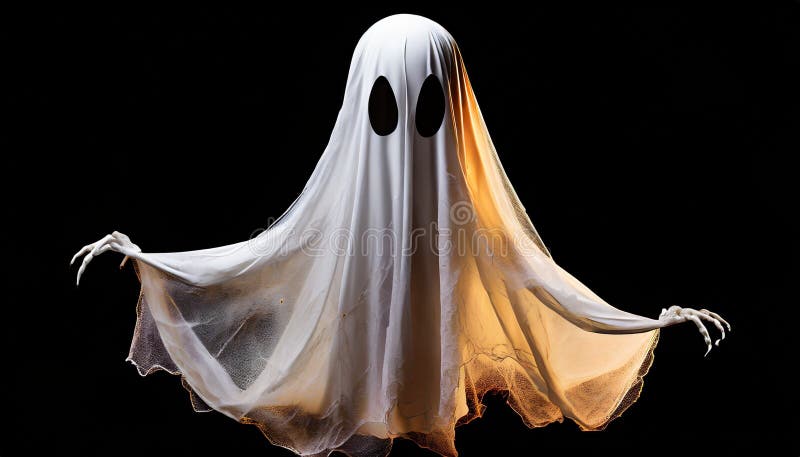 Ghost on black background stock illustration. Illustration of witch ...