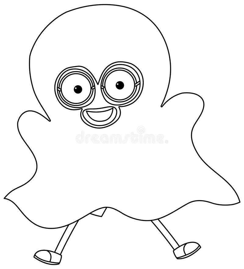 Ghost Black and White Doodle Character Stock Vector - Illustration of ...