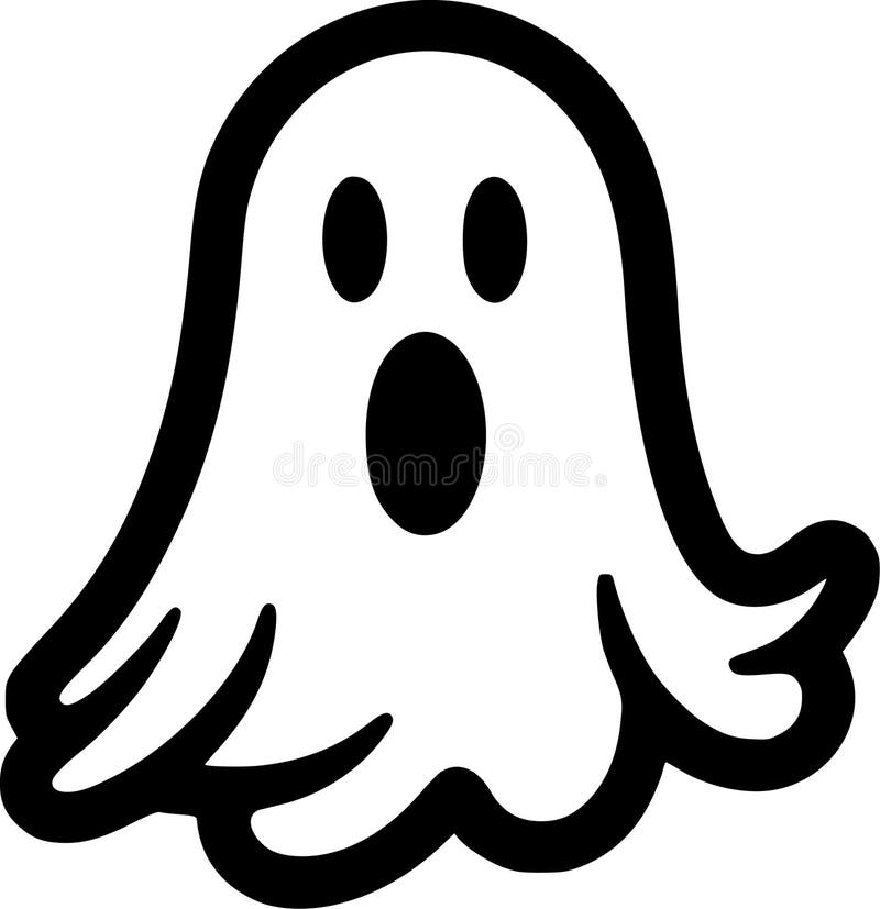 Ghost - Black and White Vector Illustration Stock Vector - Illustration ...