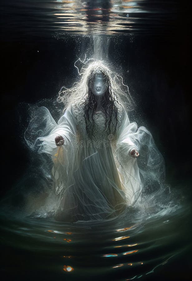 The Ghost of the Bride Emerges from the Water. AI Generated Stock ...