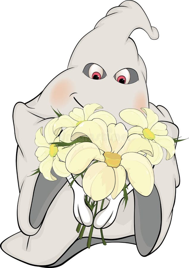 Ghost and Bunch of Flowers Cartoon Stock Vector - Illustration of ...