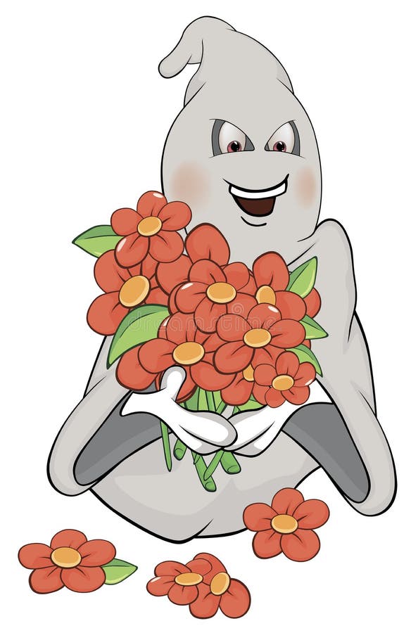 Ghost and Bunch of Flowers Cartoon Stock Vector - Illustration of ...