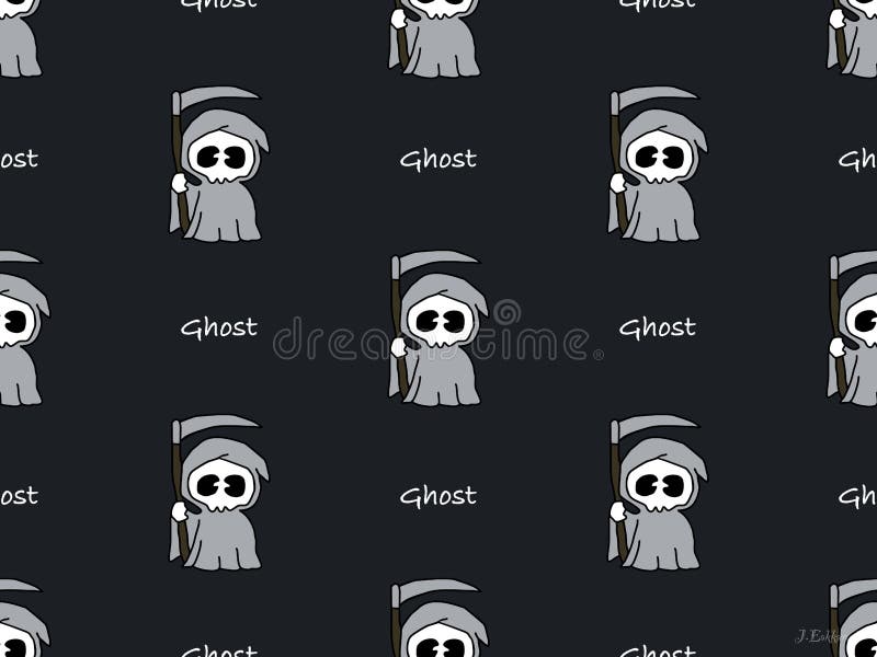 Ghost Seamless Pattern on Black Background Stock Illustration ...