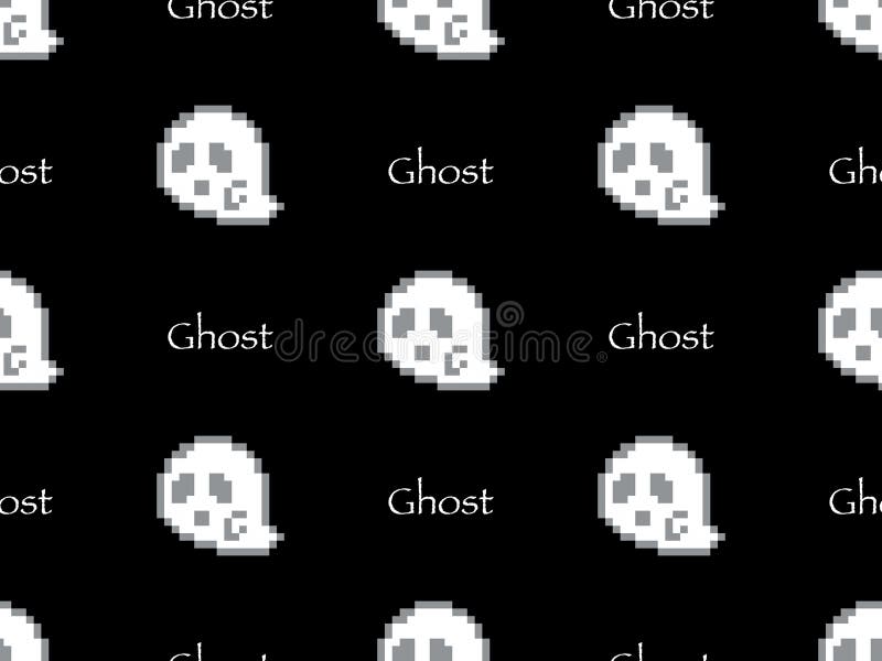 Ghost Seamless Pattern on Black Background.Pixel Style Stock Vector ...
