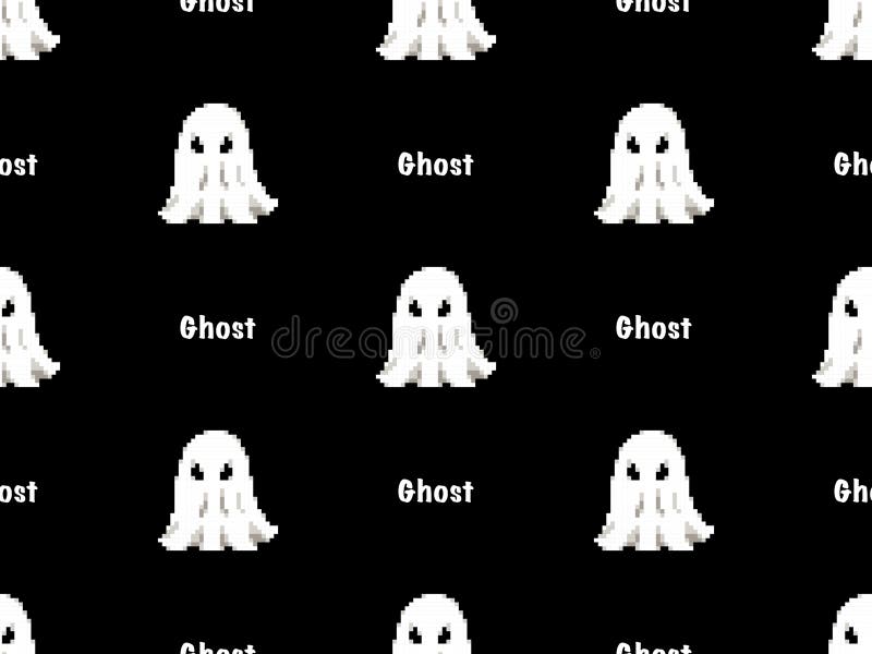 Ghost Seamless Pattern on Black Background. Pixel Style Stock ...