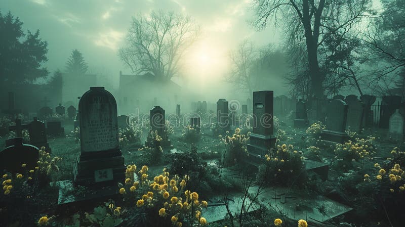 A Ghost Cemetery Filled with Fear of Crosses and Graves in the Dark ...