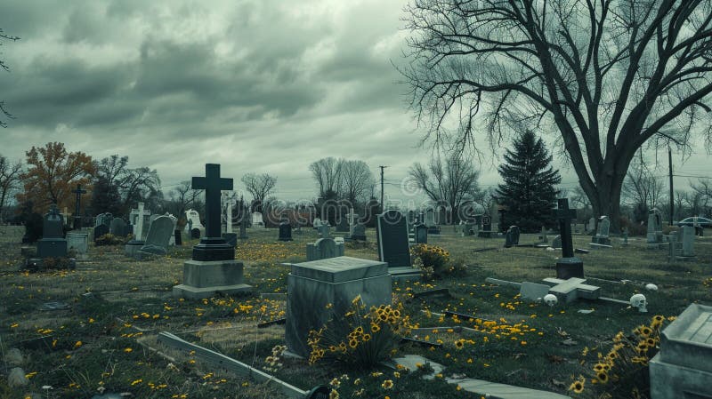 A Ghost Cemetery Filled with Fear of Crosses and Graves in the Dark ...