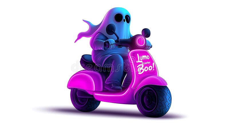 Ghost Character Riding Scooter Illustration Stock Illustration ...