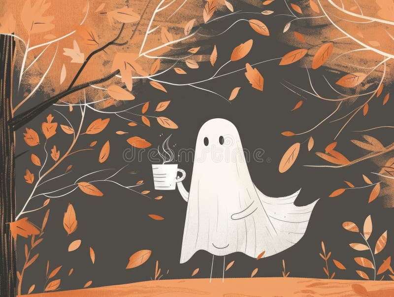 Ghost with coffee stock photo. Image of halloween, fantasy - 375238514