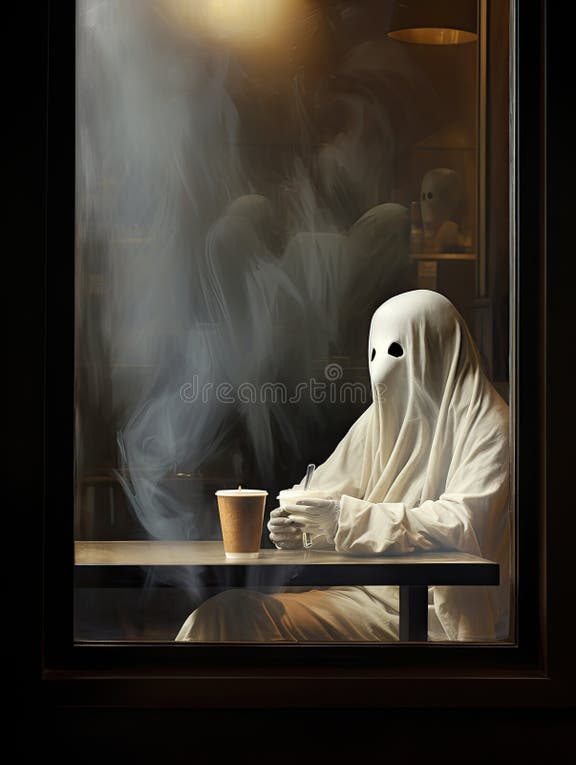 Ghost with coffee stock illustration. Illustration of drink - 293856544