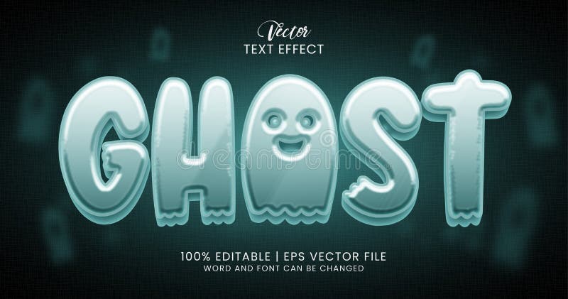 Ghost Text, 3d Editable Font Effect Stock Vector - Illustration of ...