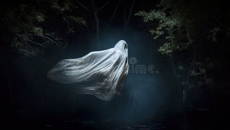 Ghost in the Dark Forest. Halloween Concept Stock Illustration ...